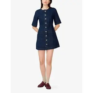 OMNES Adia Button-down Denim Mini Dress