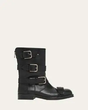 Dolce & Gabbana Leather Buckle Boots - Black