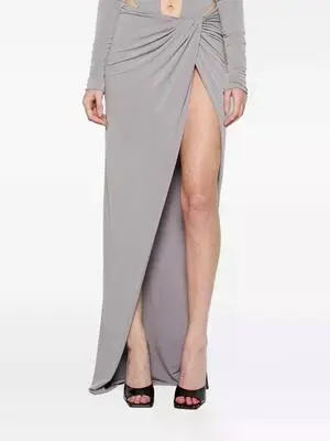 LAQUAN SMITH Knotted Slit Maxi Skirt - Grey