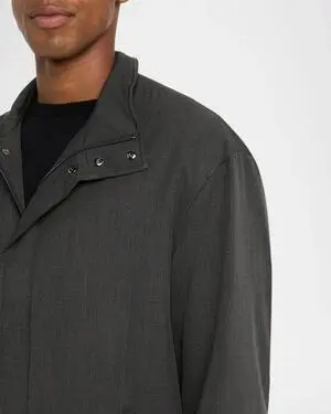 Emporio Armani Lightweight Down Car Coat - Solid Medium Grey