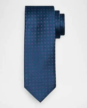 Charvet Micro-geometric Jacquard Silk Tie - Blue