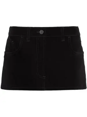 Prada Triangle-logo Velvet Miniskirt