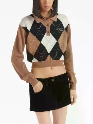 Prada Triangle-logo Velvet Miniskirt