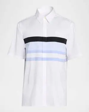 FERRAGAMO Color-block Stripe Short-sleeve Shirt - White