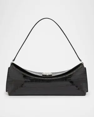 Jacquemus Le Calisson Croc-embossed Shoulder Bag - Dark Brown