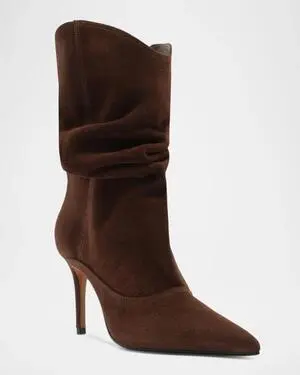 Schutz 85mm Maryana Slouch Nubuck Booties - Root Brown