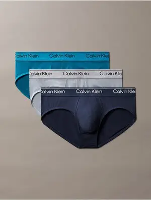 Calvin Klein Microfiber Stretch 3-pack Hip Brief - Sleet / Teal Marine / Shoreline