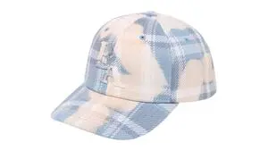 A BATHING APE Bleached Check Panel Cap - Blue