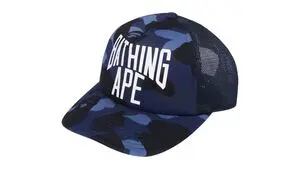 BAPE Camo Logo Mesh Cap Navy Blue