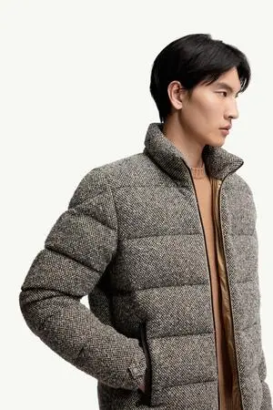 Moncler Agde Wool Blend Down Jacket - Grey