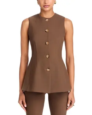 Veronica Beard Jessup Button Detailed Vest - Walnut