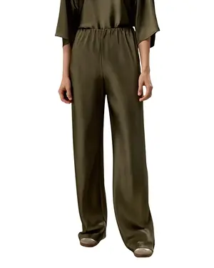 Lilysilk Full Bias Cut Silk Pants - Pine