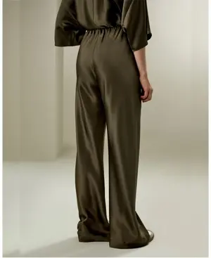 Lilysilk Full Bias Cut Silk Pants - Pine