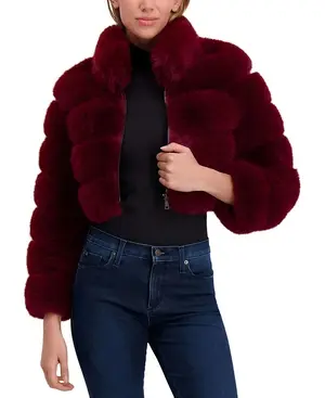 LYLA GRANT Faux Fur Bolero - Wine