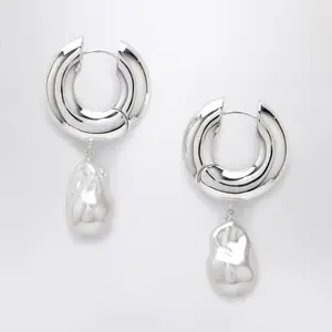 Éliou Pearl Dangle Hoop Earrings - Metal