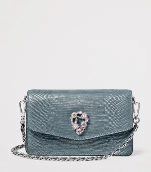 ASPINAL OF LONDON Leather Snakeskin-embossed Eliza Clutch