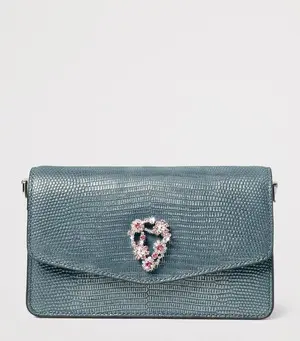 ASPINAL OF LONDON Leather Snakeskin-embossed Eliza Clutch