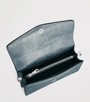 ASPINAL OF LONDON Leather Snakeskin-embossed Eliza Clutch