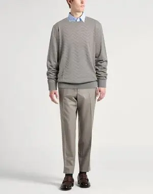 Emporio Armani Solid Crewneck Lightweight Knit Sweater - Grey
