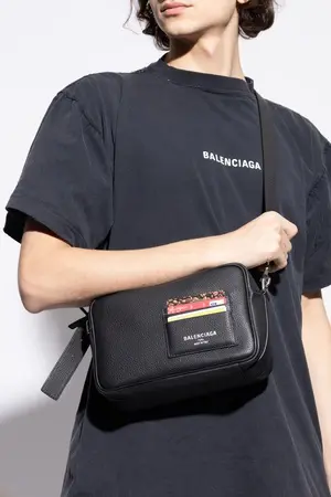 Balenciaga Leather Credit Shoulder Bag