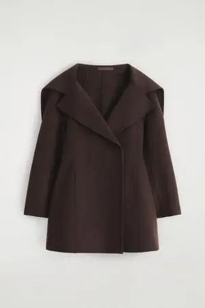 Cos Sculpted Double-faced Wool Short Coat - Brown
