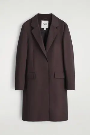 Cos Tailored Cotton Long Coat - Red