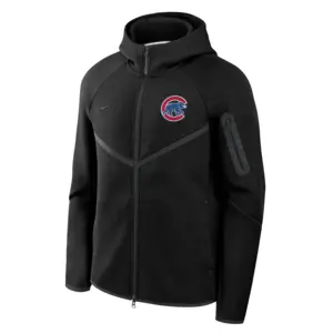 Nike Chicago Cubs Tech Fleece Windrunner Mlb Full-zip Hooded Jacket - Black