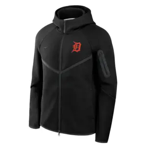 Nike Detroit Tigers Tech Fleece Windrunner Mlb Full-zip Hooded Jacket - Black
