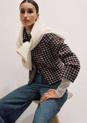 ME+EM Houndstooth Cropped Jacket
