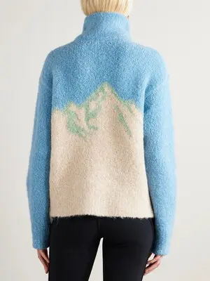 WE NORWEGIANS Markarian Embroidered Bouclé Half-zip Sweater