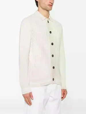 Eleventy Cable Knit Collared Cardigan