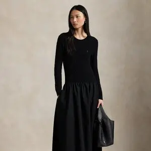 Ralph Lauren Cable-knit Poplin Dress - Polo Black