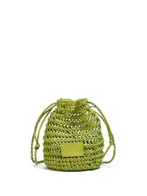 Bimba Y Lola Plaited-leather Mini Bucket Bag - Green
