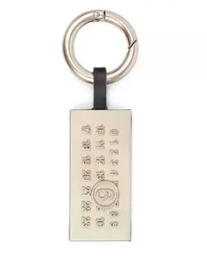 MAISON MARGIELA Stitched-leather Key Ring - Silver