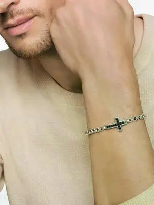 David Yurman Sterling Diamond Cross Charm Bracelet