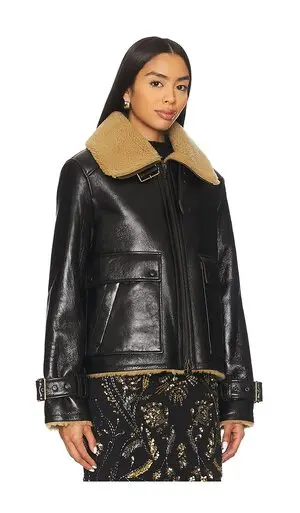 Veronica Beard Danika Shearling Jacket - Shiny Black