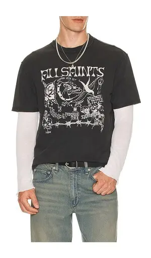 ALLSAINTS Chingford Crew Neck Tee In Black - Washed Black
