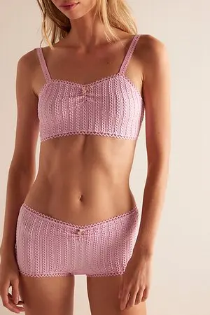Free People Ella Cable Knit Seamless Shorties - Icing Pink