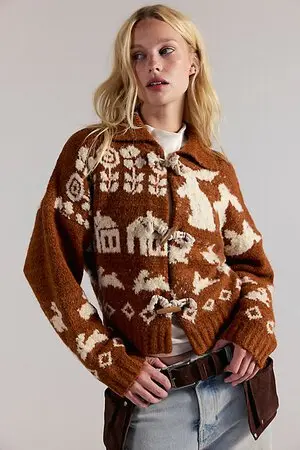 Free People Home Sweet Home Cardigan - Brown Topaz Combo