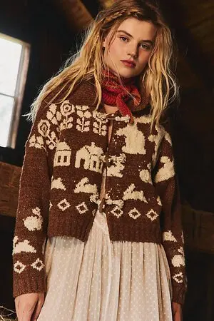 Free People Home Sweet Home Cardigan - Brown Topaz Combo