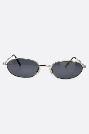 GIANT VINTAGE SUNGLASSES Giant Vintage Cindy Metal Oval Sunglasses - Silver Smoke