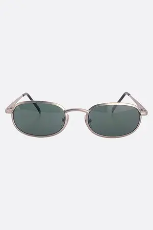 GIANT VINTAGE SUNGLASSES Giant Vintage Beckham 90's Metal Oval Sunglasses - Light Grey