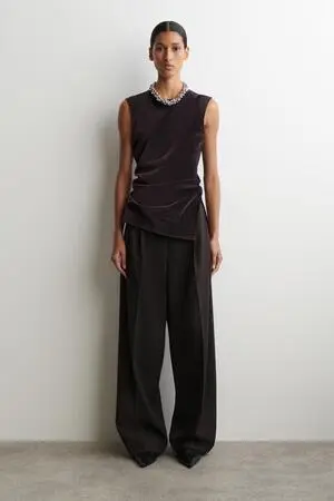Cos Asymmetric Velvet Top - Brown