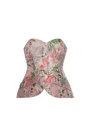 Cara Cara Wes Floral Jacquard Corset - Jacquard Pink Flower