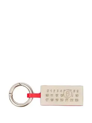 MAISON MARGIELA Single-stitch Logo Leather Key Ring - Silver
