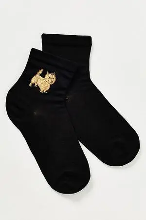 Maria La Rosa Dog Icon Silk Blend Socks - Black