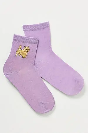 Maria La Rosa Dog Icon Silk Blend Socks - Purple
