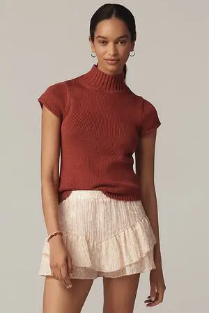 Maeve Cotton Mock-neck Sweater Tee
