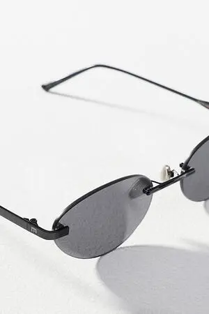 ELISA JOHNSON Oval Metal Sunglasses - Black