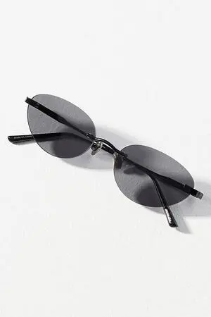 ELISA JOHNSON Oval Metal Sunglasses Gloss Black
